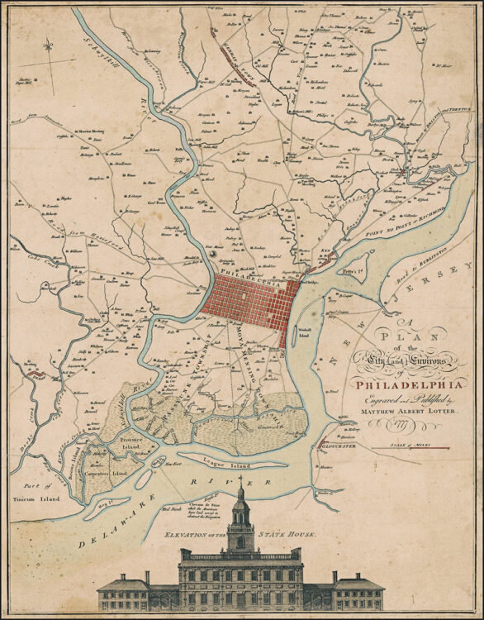 Hermoso mapa vintage de Filadelfia 1777 / Impresión de mapa antiguo ...