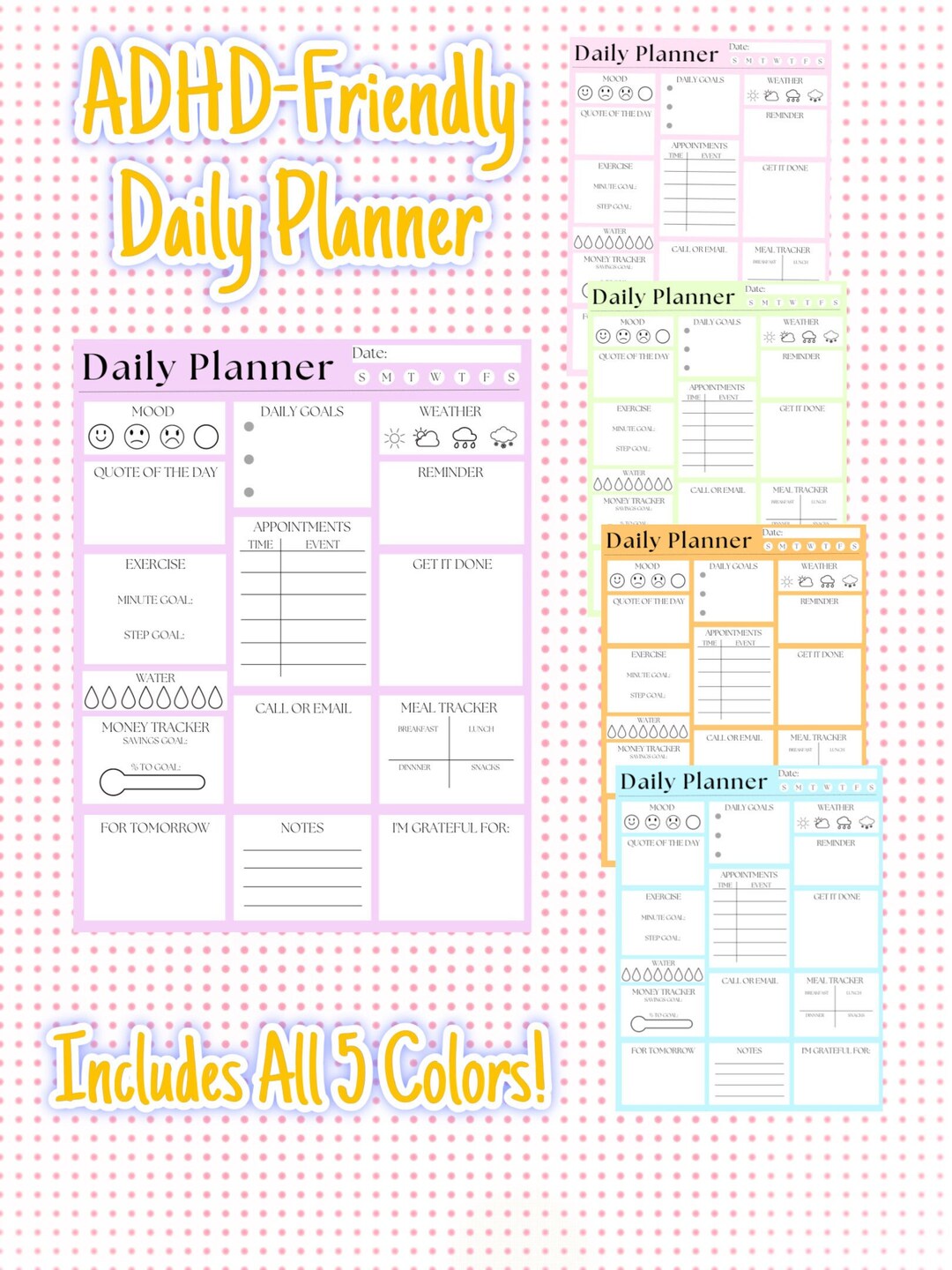 Adhd-friendly Daily Planner - Etsy