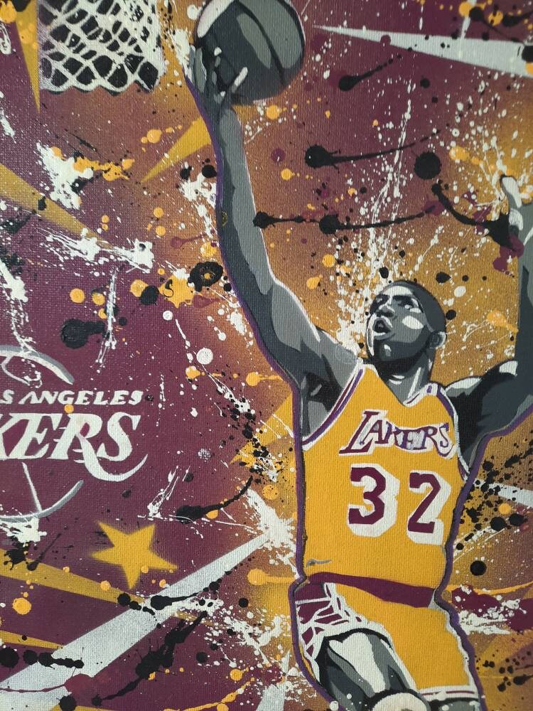Magic Johnson 32 paint on flat canvas 30x30cm did | Etsy