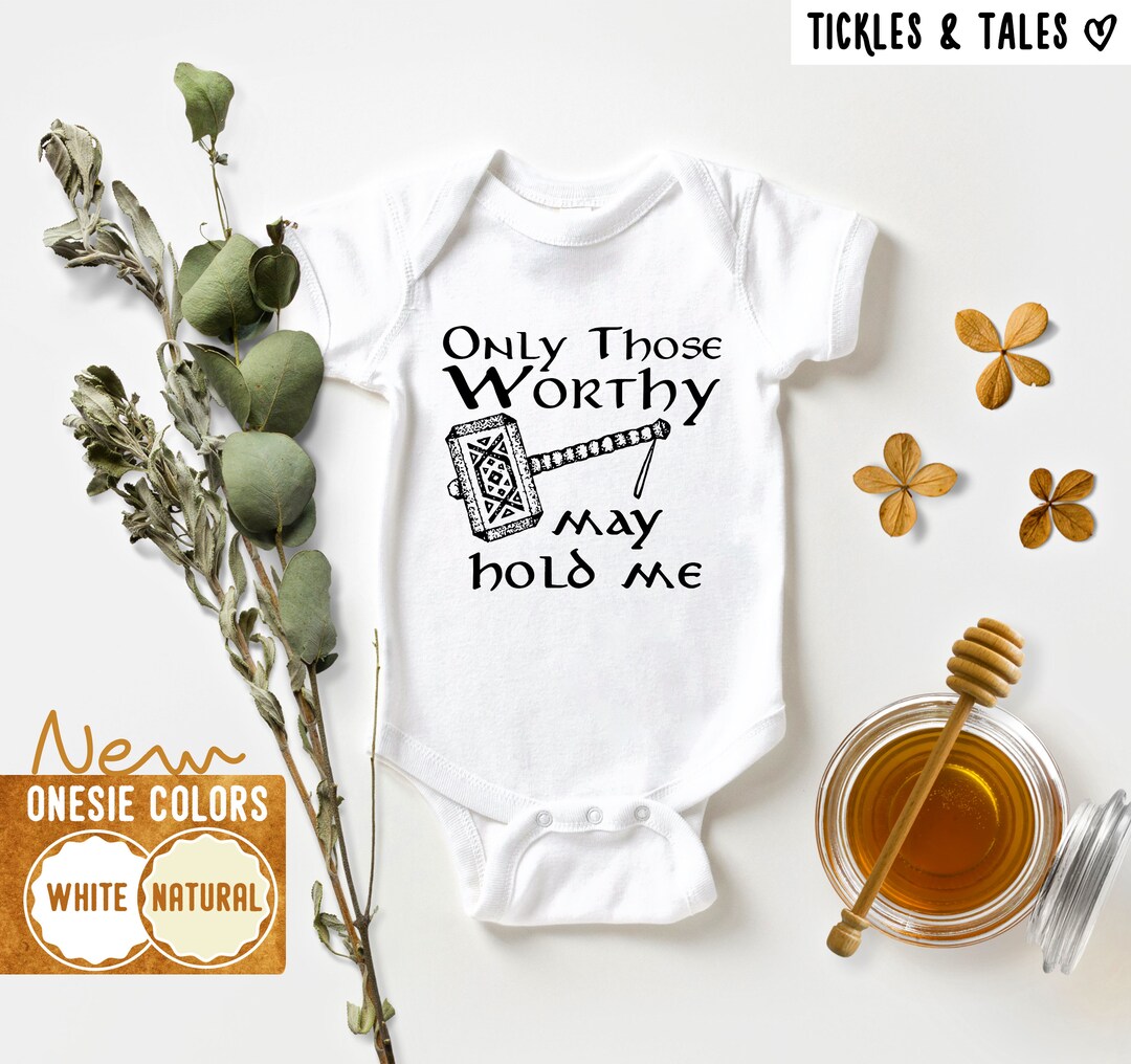 Thor Hammer Baby Onesie®: "only Those Worthy" Comic Bodysuit - Etsy