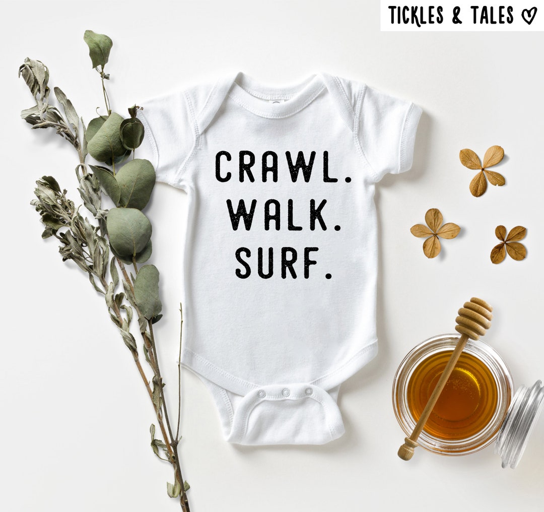 Crawl Walk Surf Baby Onesie - Beach Baby Onesie - Little Surfer Baby ...