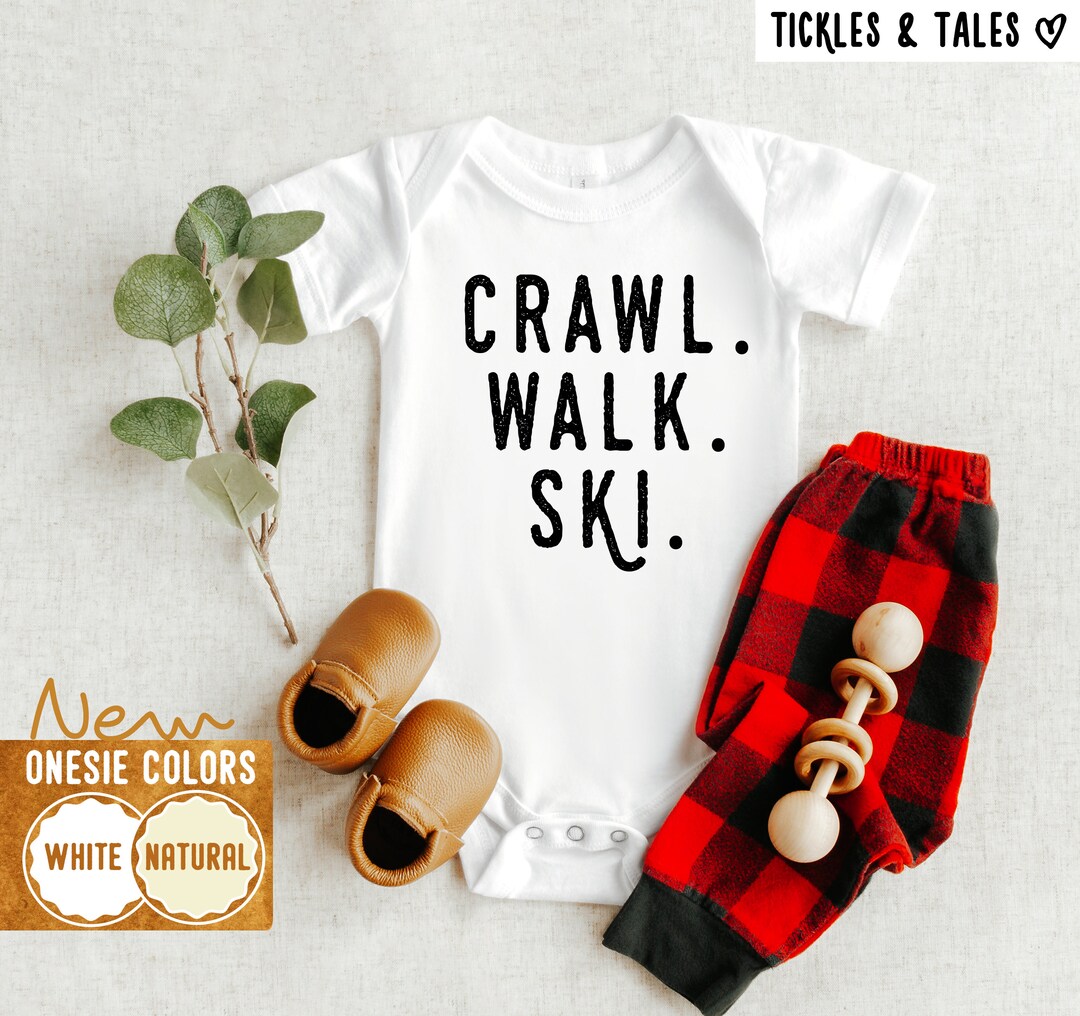 Skiing Baby Onesie: Crawl Walk Ski, Winter Bodysuit - Etsy