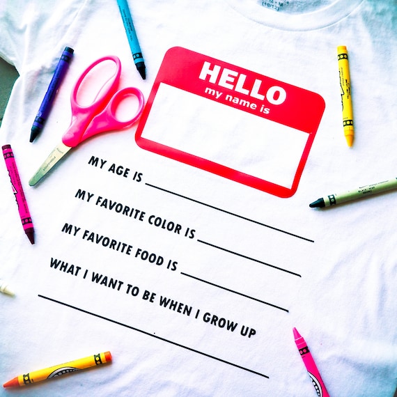 Hello My Name is Cute First Day of School Fill in the Blanks | Etsy