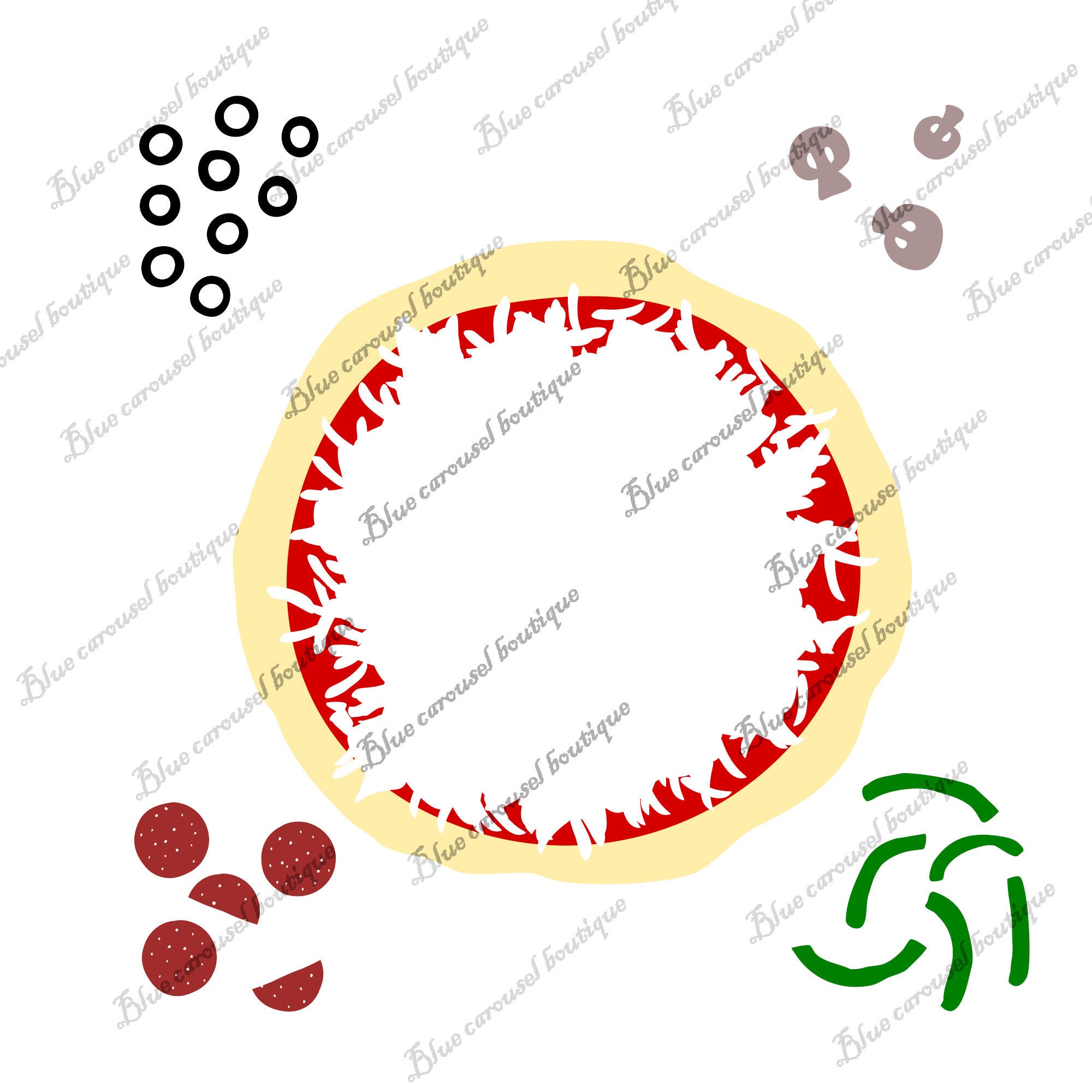 Pizza Party SVG: Whole Pizza & Toppings Digital File - Etsy