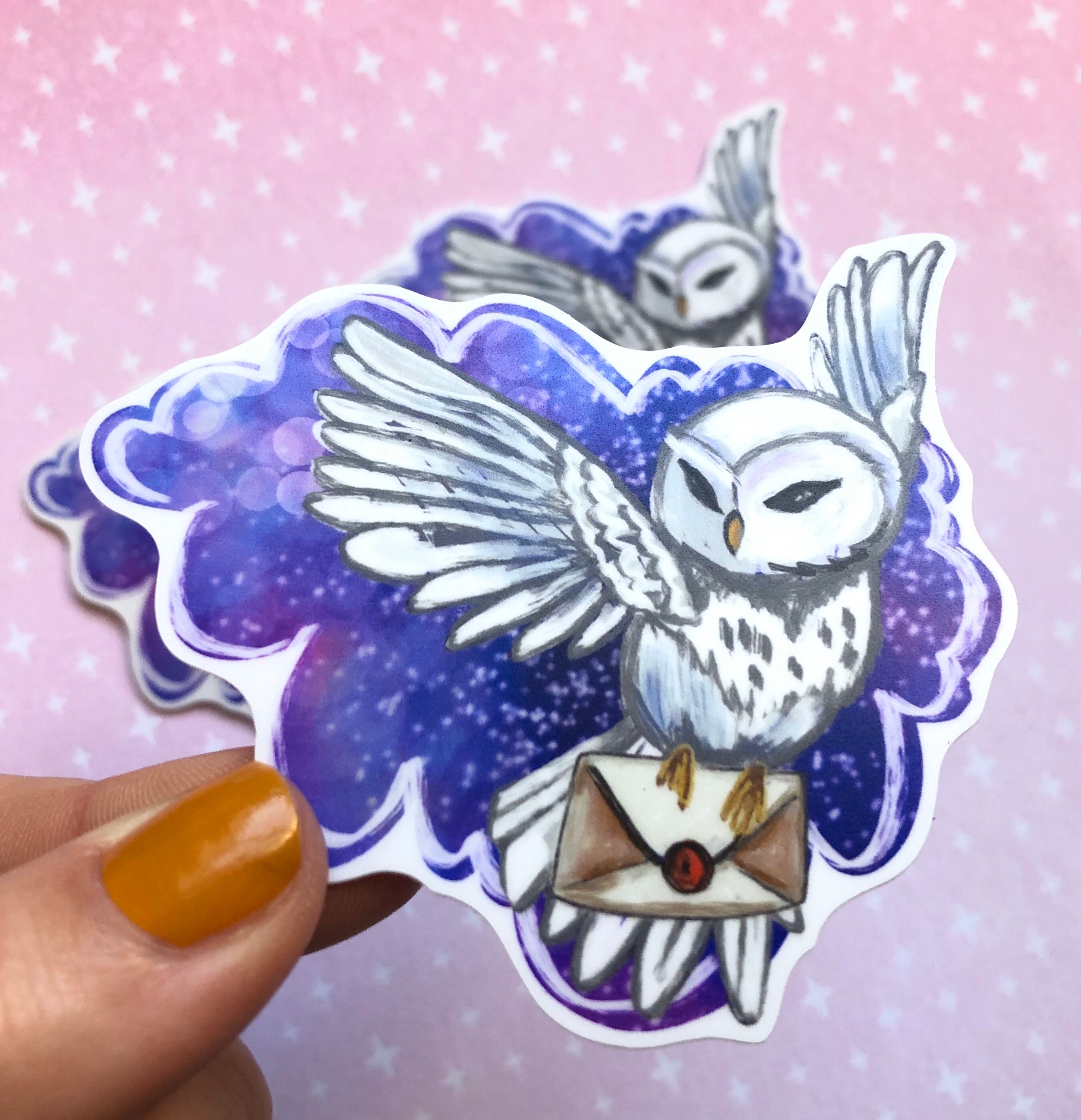 Wizard owl illustration Vinyl Sticker messenger owl White | Etsy