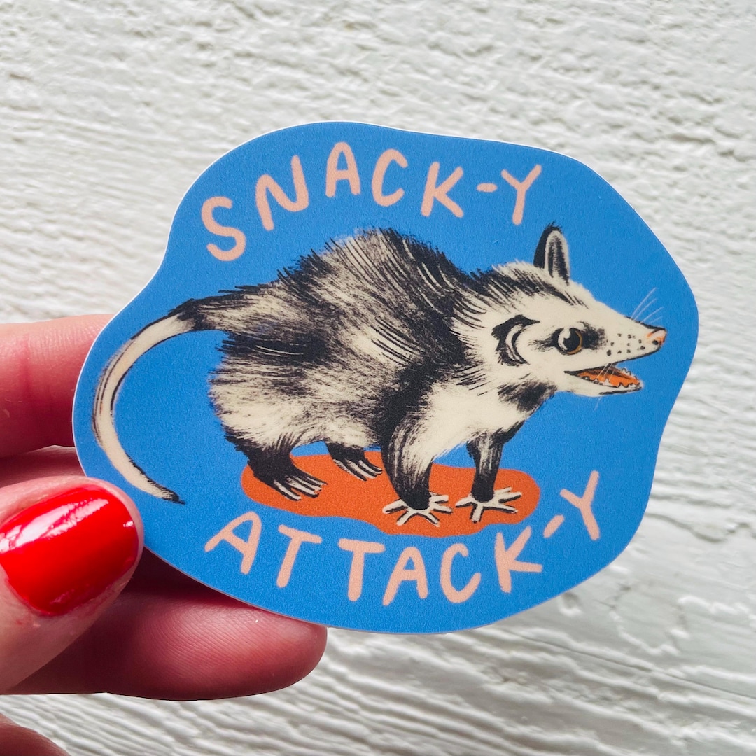 Snacky Opossum Matte Sticker, Vinyl Decal, Rodent Creature, Waterproof ...