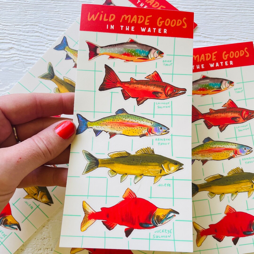 Multi Fish Sticker Sheet, Fishing Theme Vinyl Decal, Made in Canada ...