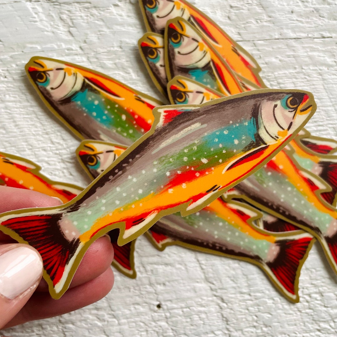 Illustrated Brook Trout Sticker, Fishing Sticker, Outdoorsman Vinyl ...