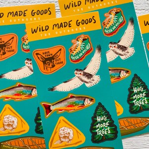 Outdoor Sticker Sheet, Cute Animal Vinyl Decal, Made in Canada, Camp Kitsch Aesthetic Waterproof ...