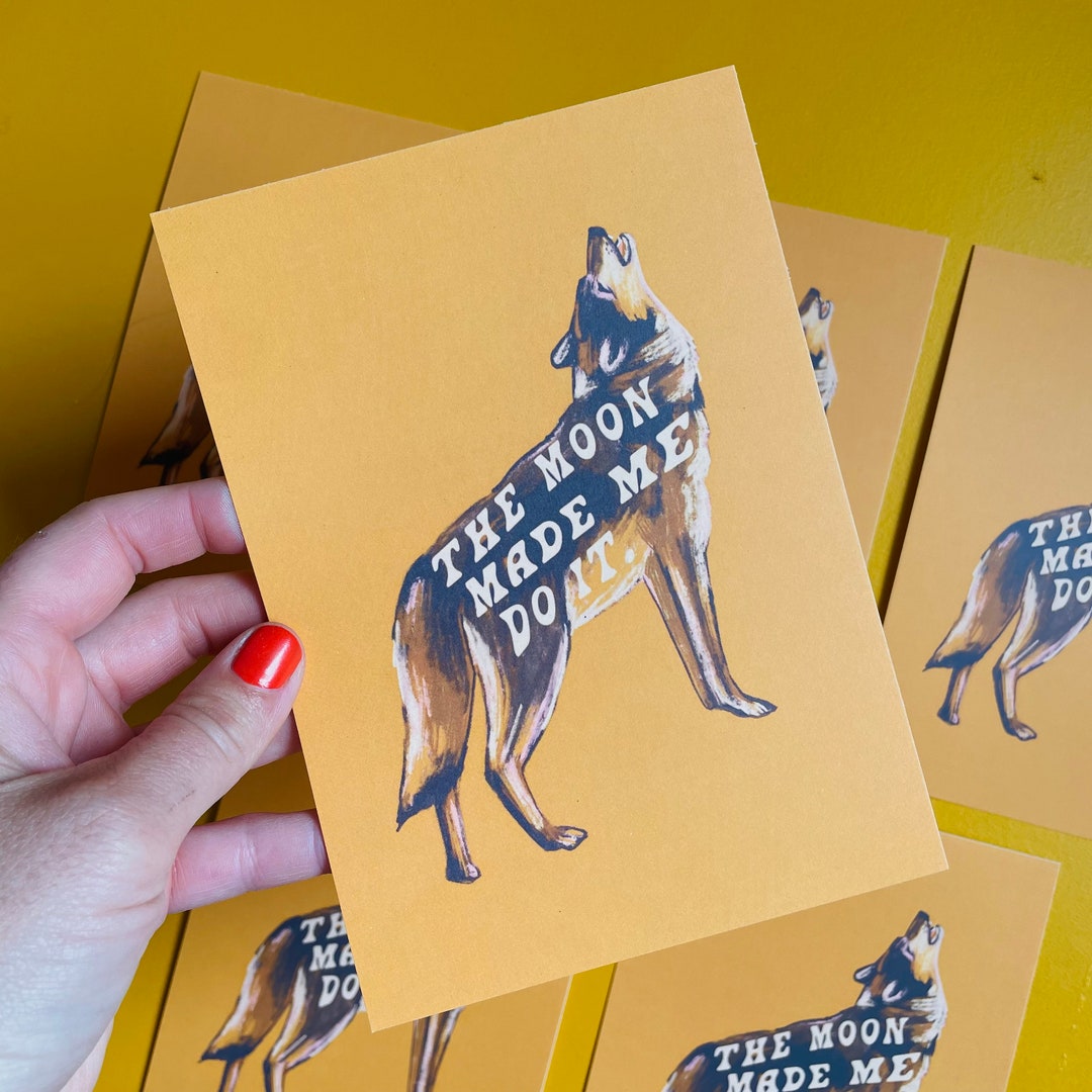 Howling Wolf Art Print, 5x7 Art Print, Illustration Art, Recycled Paper ...