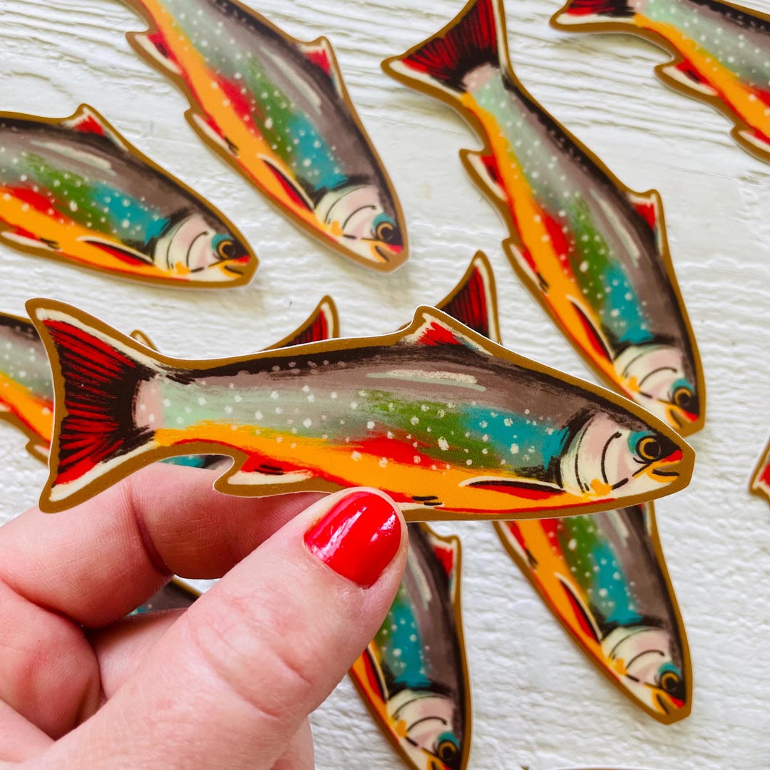 Illustrated Brook Trout Sticker, Fishing Sticker, Outdoorsman Vinyl ...