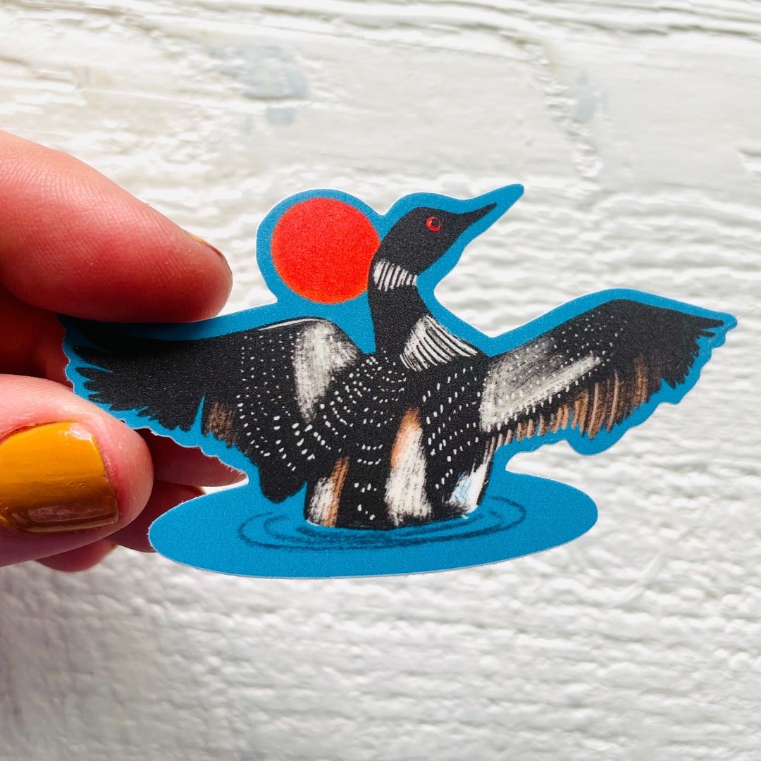 Loon and Moon Matte Sticker, Vinyl Decal, Ducks Water Fowl, Loon ...