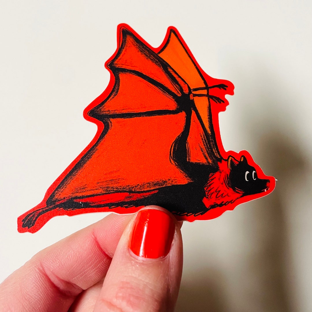 Orange Vampire Bat Sticker, Illustrated Sticker, Sticker,halloween ...