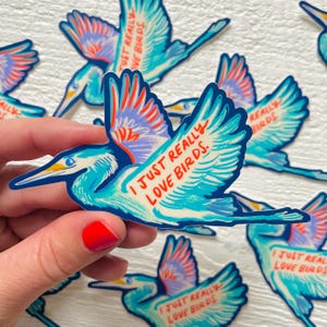 Flying Heron Sticker, Neutral Bird Stationary, Vinyl Decal, Retro ...