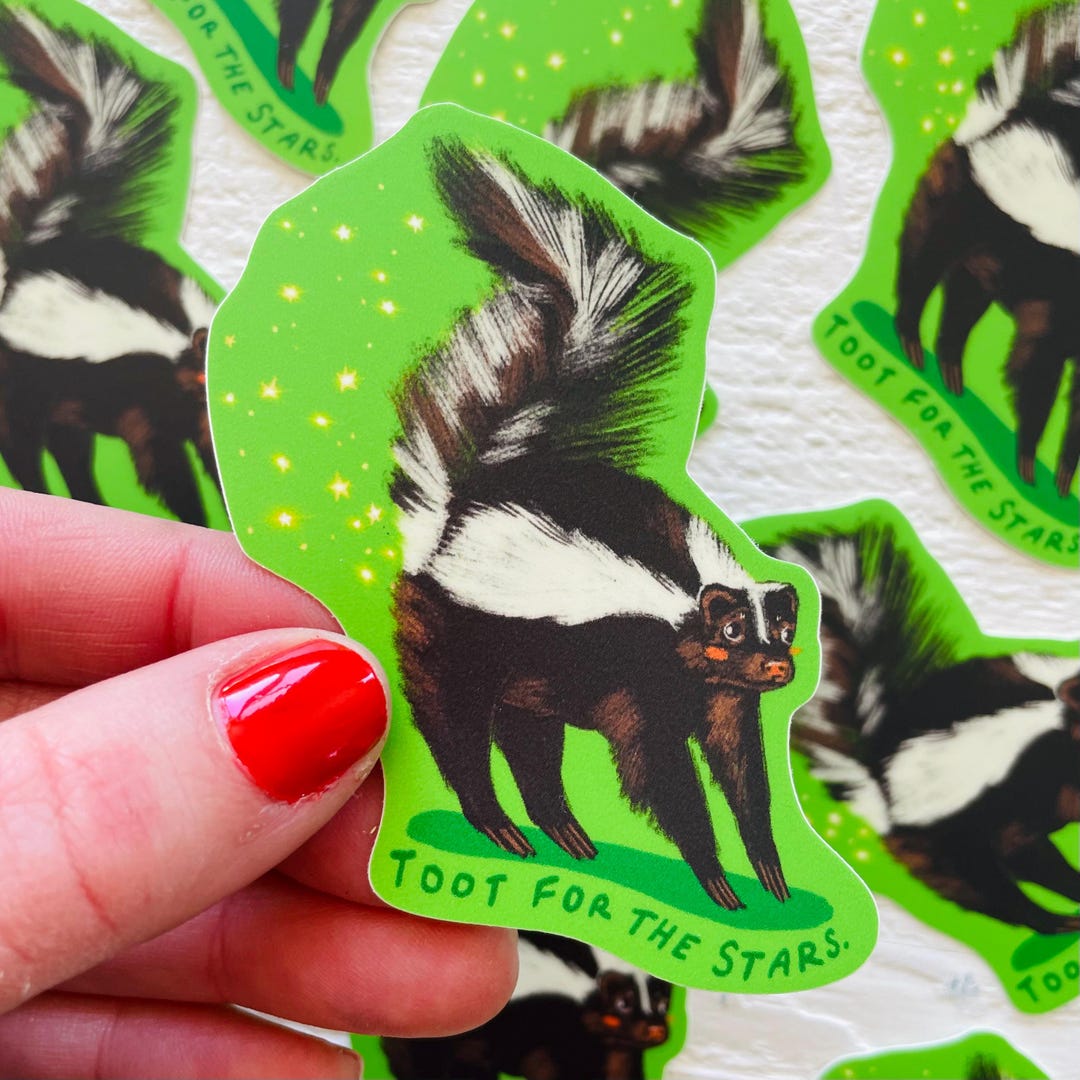 Star Toot Skunk Sticker, Fuzzy Animals Decal, Illustrated Stationary ...