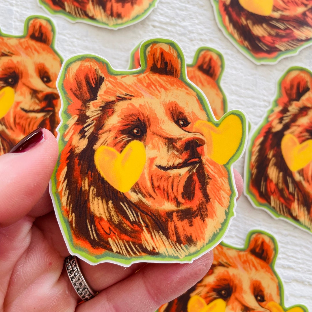 Heart Cheek Bear Sticker Whimsical Deck Vinyl Sticker - Etsy