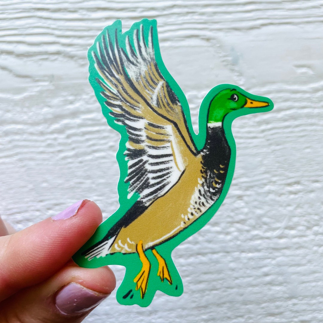 Green Mallard Matte Sticker, Fowl Decal, Water Animal, Vintage Duck ...