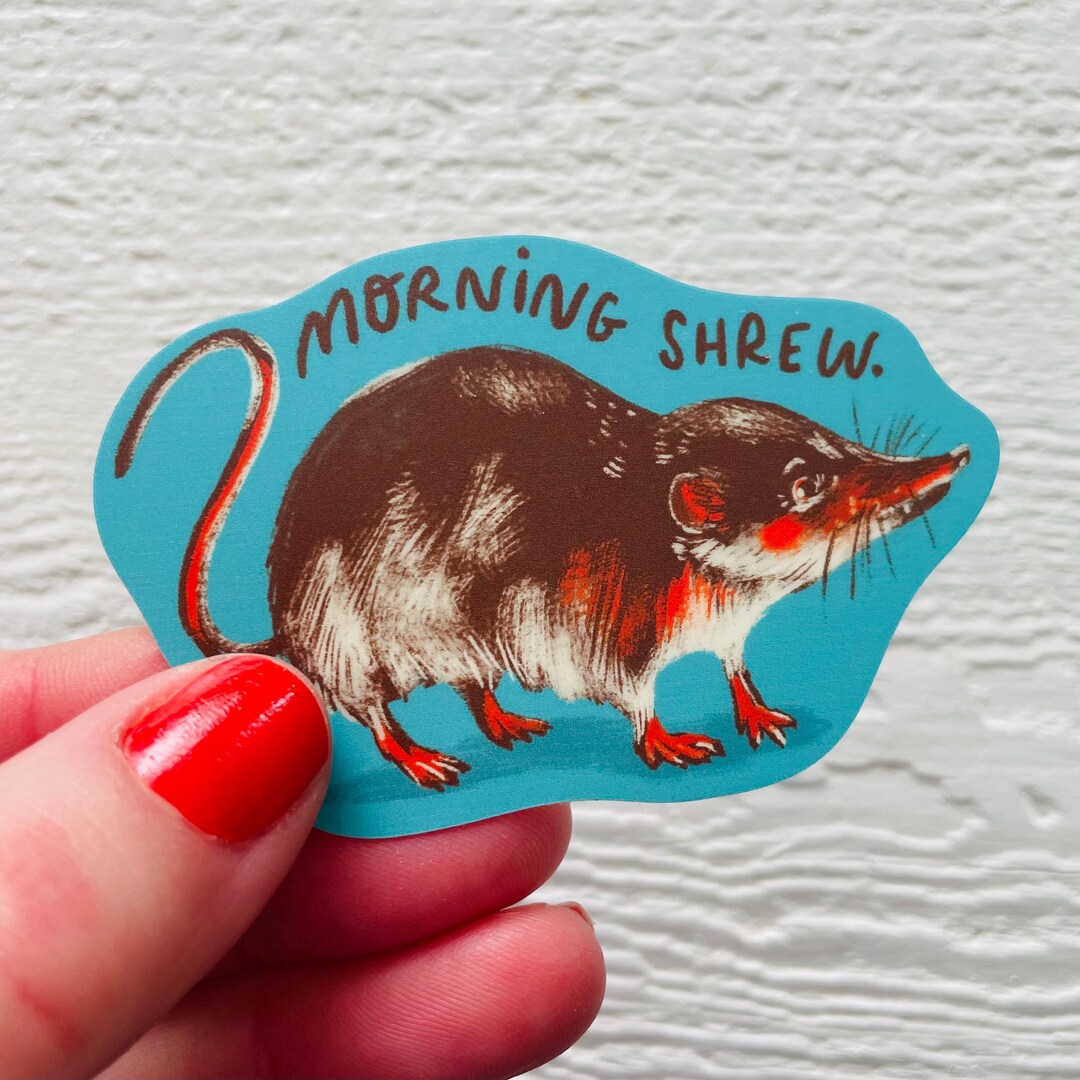 Morning Shrew Matte Sticker, Vinyl Decal, Rodent, Small Animal ...