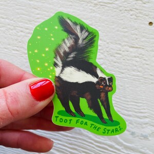 Star Toot Skunk Sticker, Fuzzy Animals Decal, Illustrated Stationary, Stars Quote, Waterproof ...