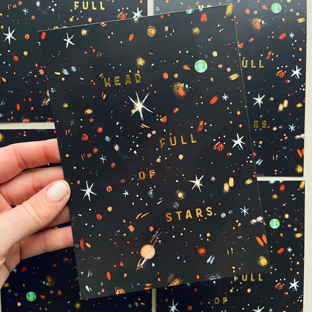 Gold Embossed Star Art Print, 5x7 Art Print, Illustration Art, Matte ...