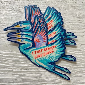 Flying Heron Sticker, Neutral Bird Stationary, Vinyl Decal, Retro ...