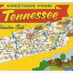 Tennessee-the Volunteer State, Vintage Postcard, Greetings-illustrated ...