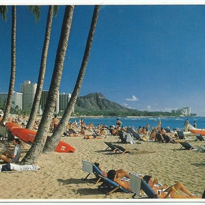 Waikiki Beach Vintage Postcard Honolulu Hawaii - Etsy