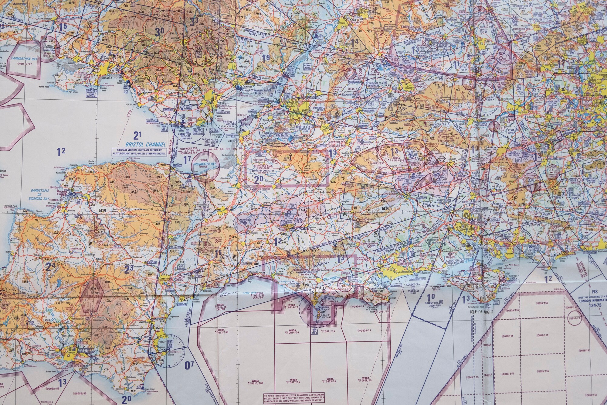 CAA Aeronautical Chart, Vintage Map, Southern England and Wales, Scale ...