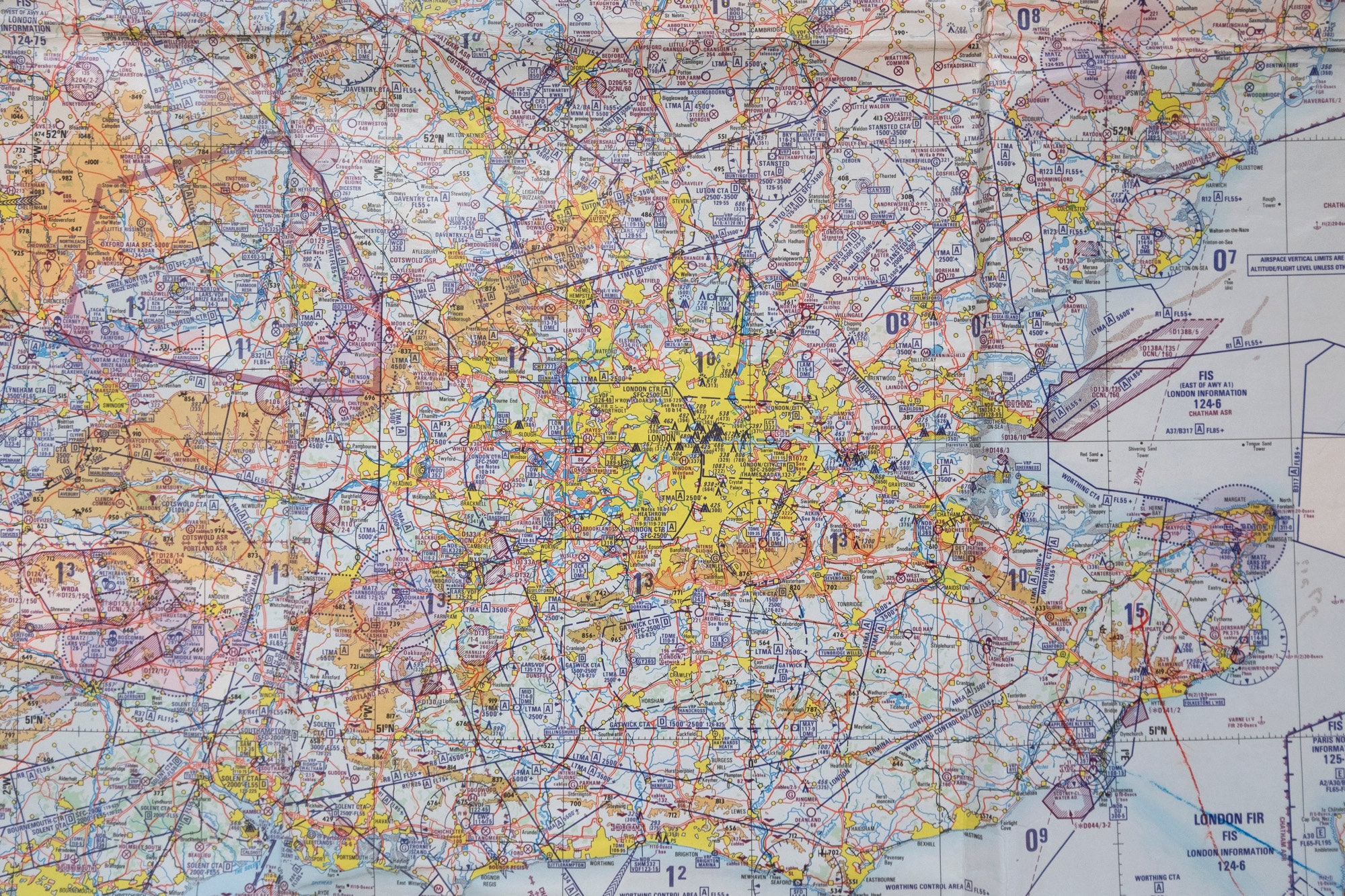 CAA Aeronautical Chart, Vintage Map, Southern England and Wales, Scale ...