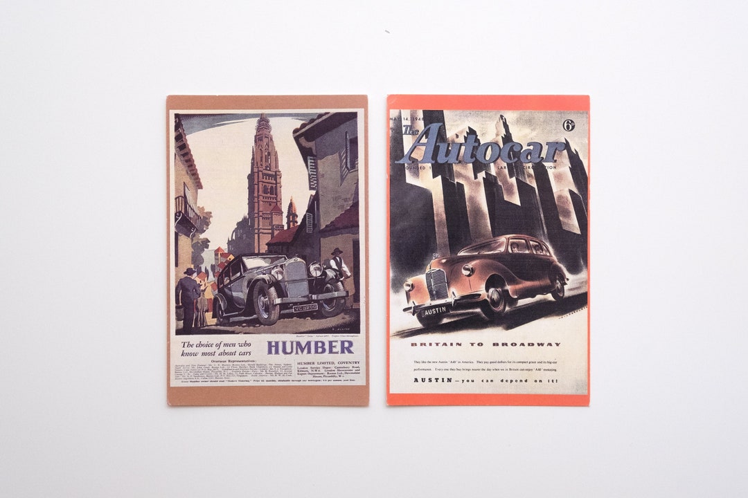 Classic Car Ads-posters-illustrations, 4 Vintage Postcards, Ford 500 ...