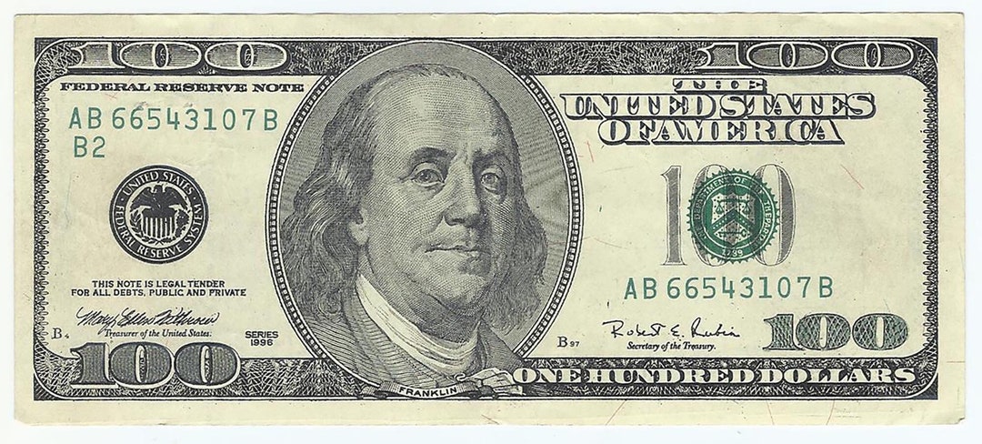 100 Dollar-hundred Dollar Bill Print Money Replica One - Etsy