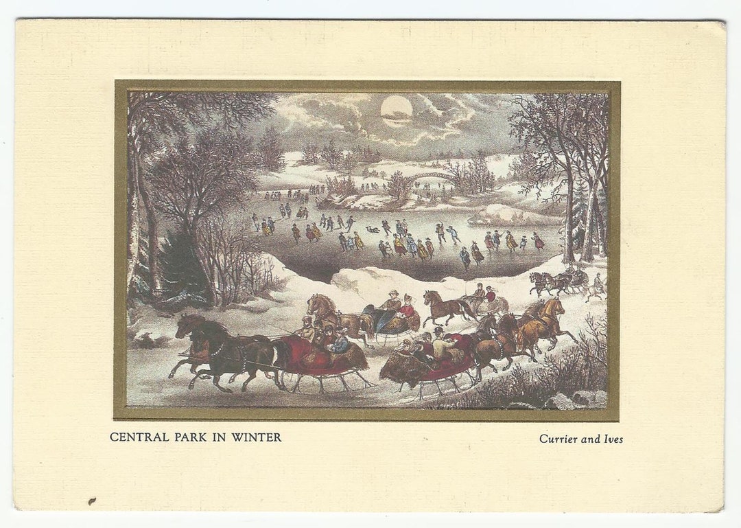 Central Park in Winter, Vintage Greeting Card, Hallmark Cards, Repro ...