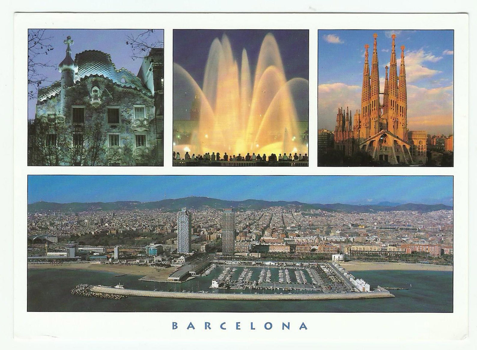 Barcelona Spain Vintage Postcard City Landmarks 4 Views | Etsy
