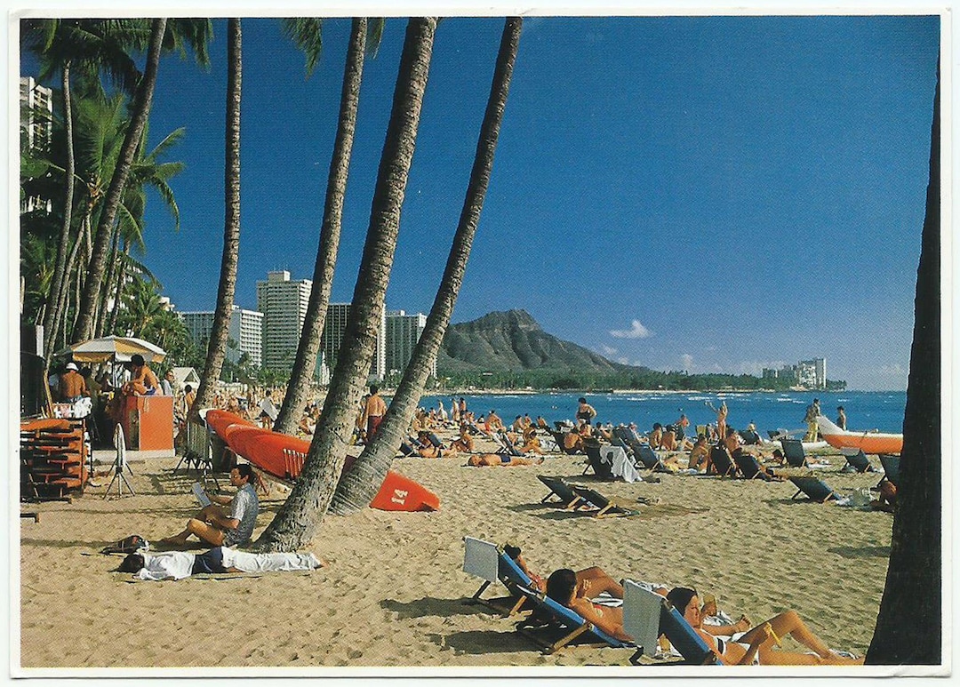 Waikiki Beach Vintage Postcard Honolulu Hawaii - Etsy