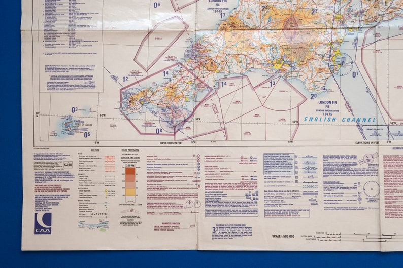 CAA Aeronautical Chart Vintage Map Southern England and - Etsy