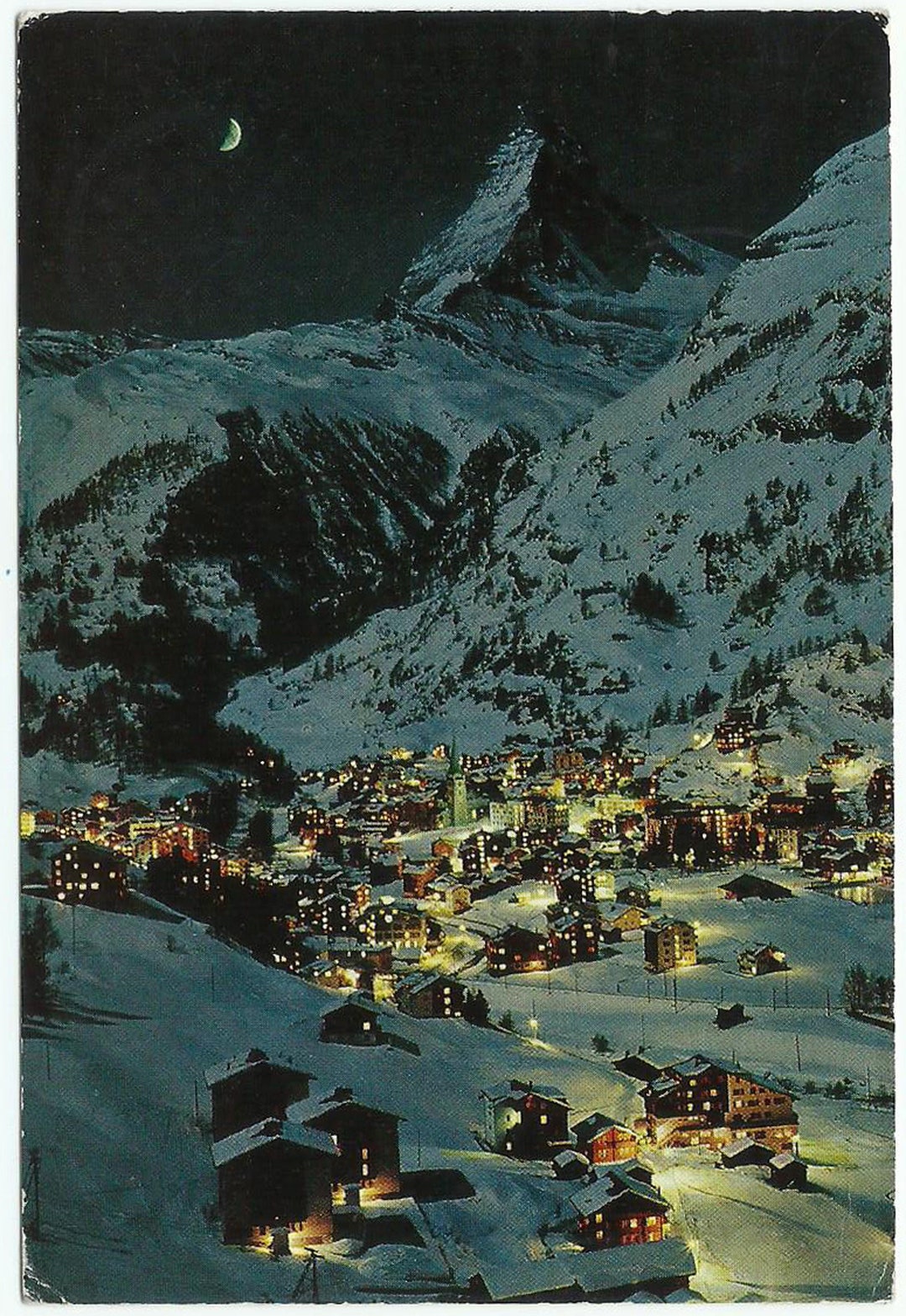 Zermatt Switzerland Vintage Postcard Zermatt at Night 1966 - Etsy UK