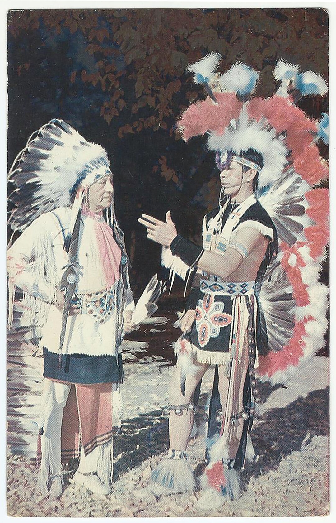 Indian Chief and Son in Tribal Dress, Vintage Postcard, Native ...
