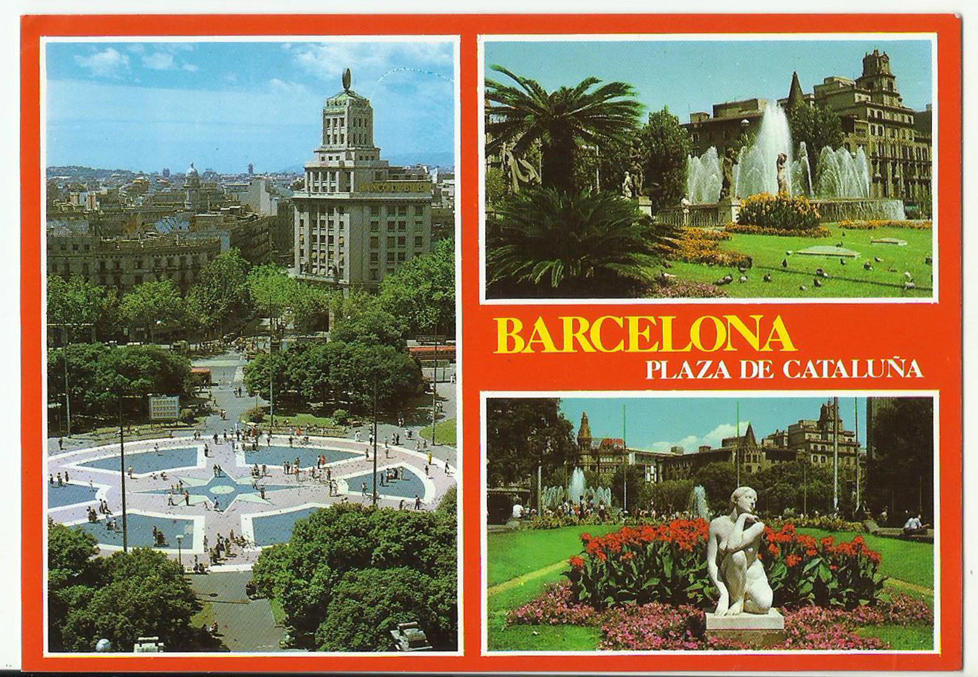 Barcelona Spain Vintage Postcard Catalonia Square 3 Views | Etsy