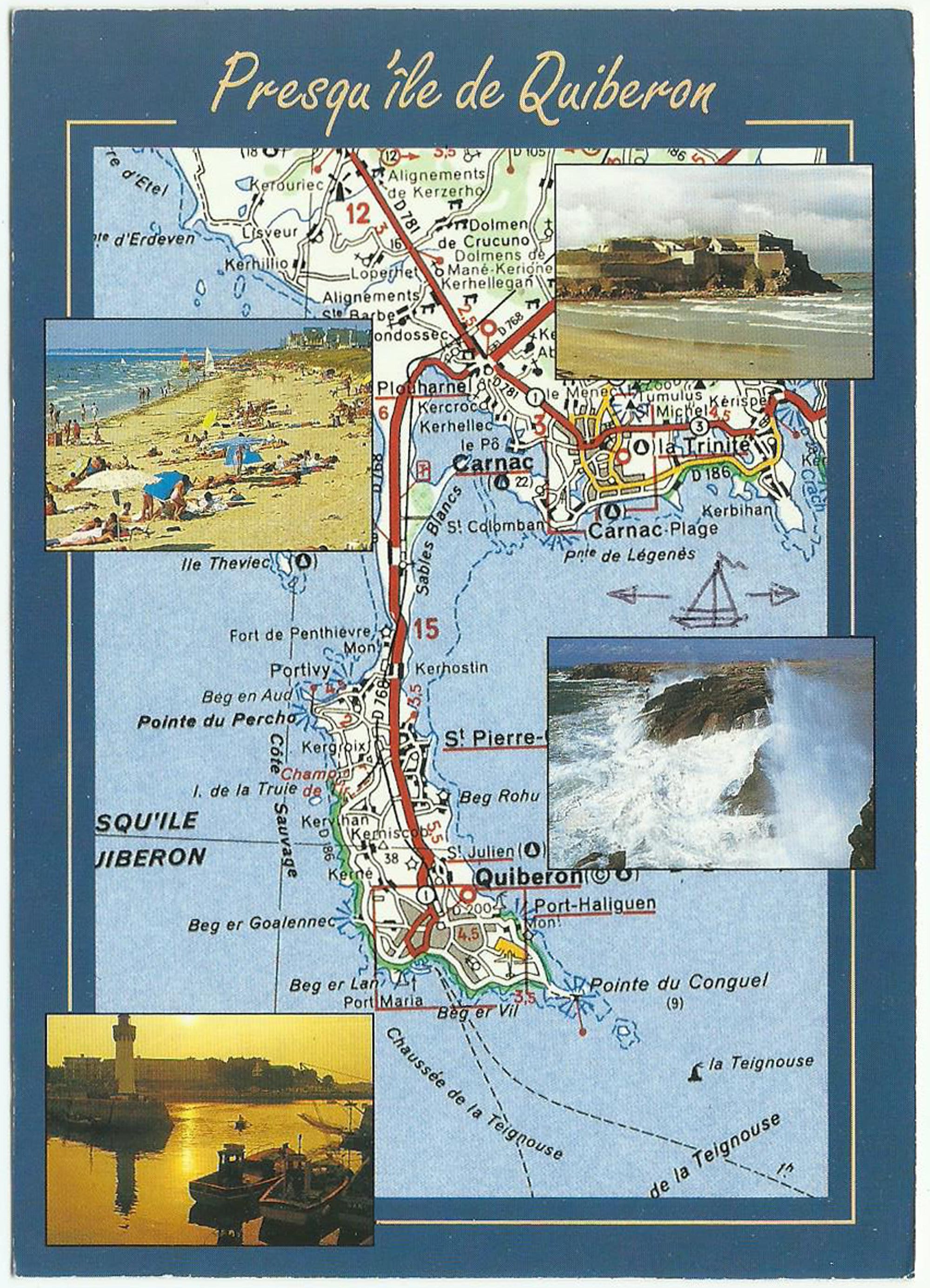 Quiberon Peninsula France Vintage Postcard 4 Views and Map | Etsy