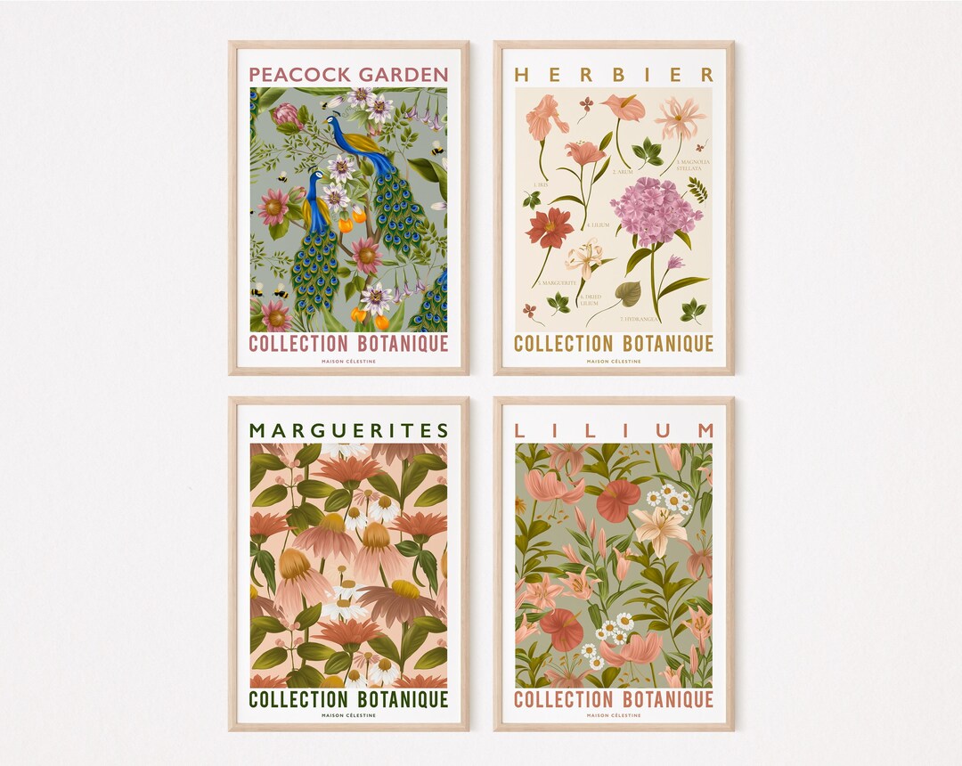 Botanical Poster Set, Poster, Nature Poster, Flower Poster ...