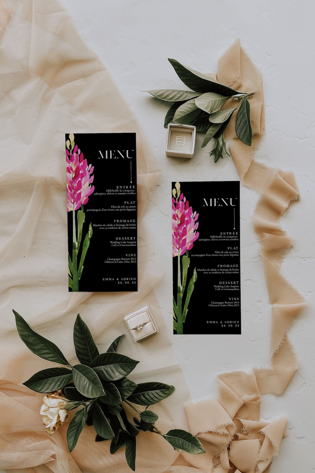 Floral Wedding Menu, Printable Floral Wedding Menu, Minimalist Wedding ...