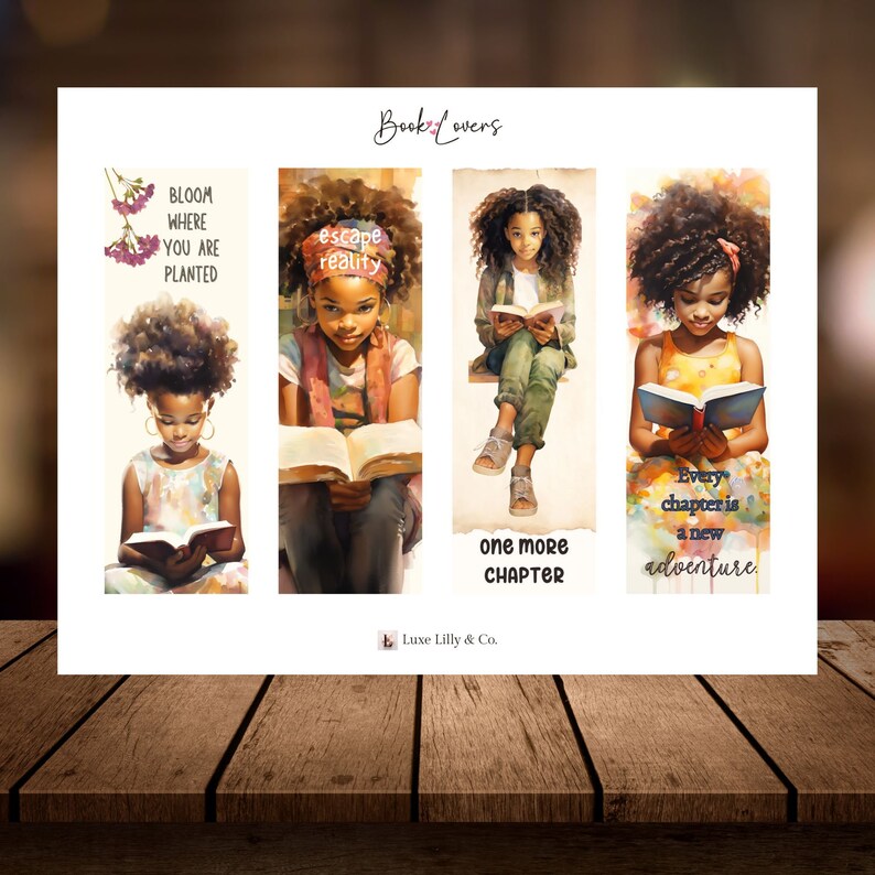 Enchanting Printable Bookmarks: 4 Black Girls Reading, Perfect for Book ...