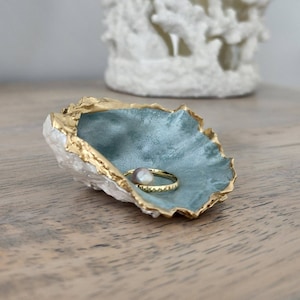 Eggshell Blue & Gold, Scallop Shell W. Oyster and Freshwater Pearls ...