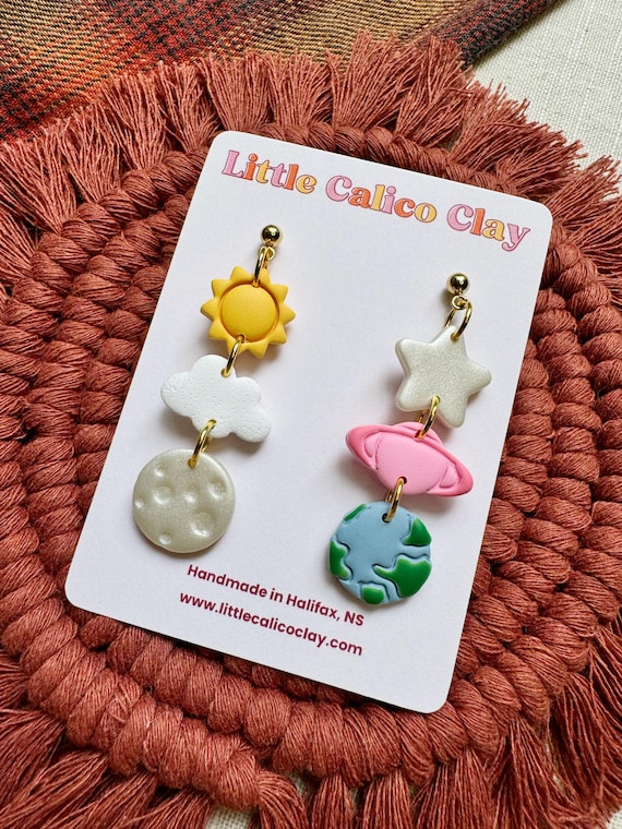 Kawaii Solar System Planets Polymer Clay Charms Rainbow Space