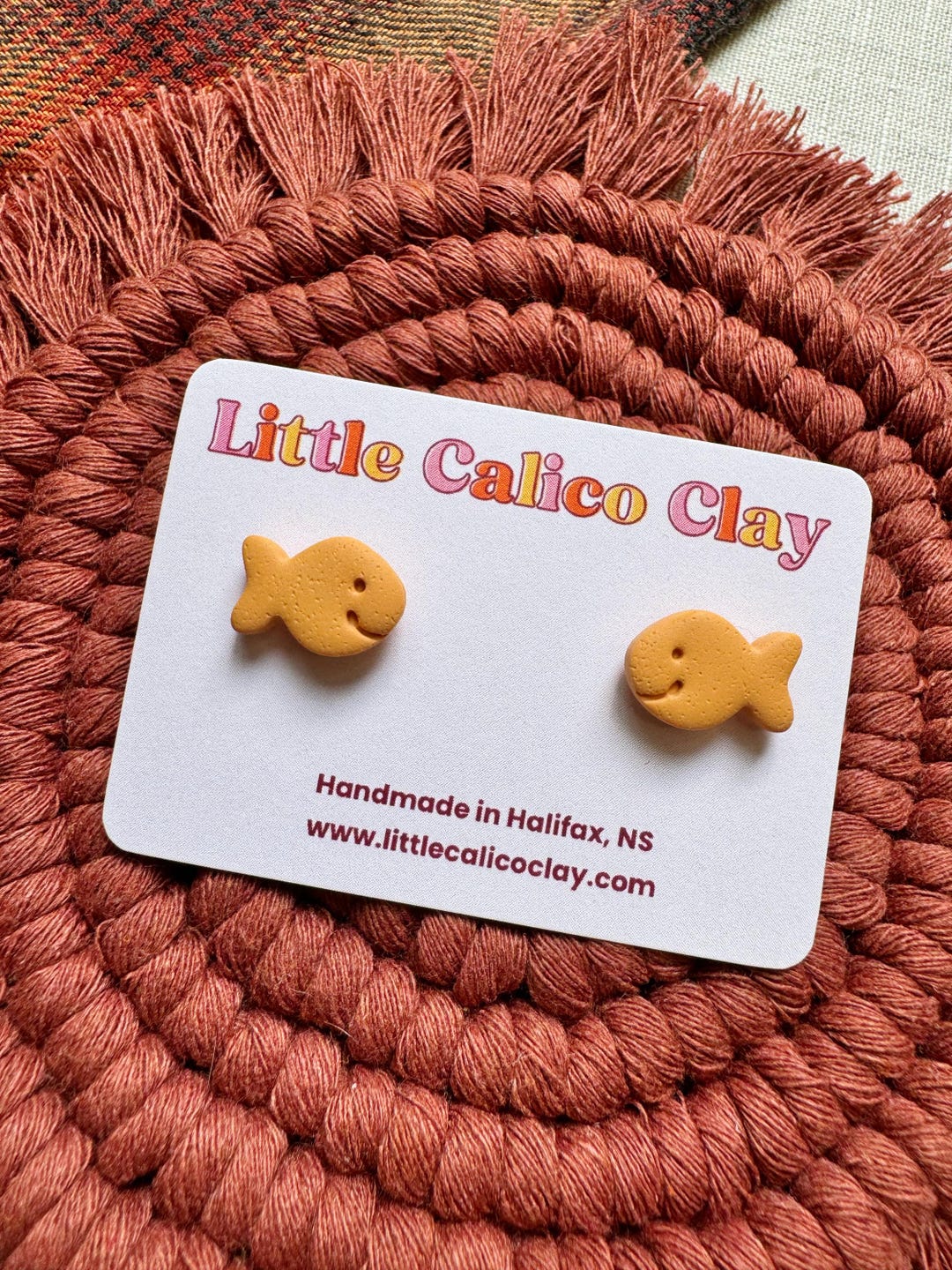 Goldfish Cracker Polymer Clay Stud Earrings | Teacher Clay Earrings ...