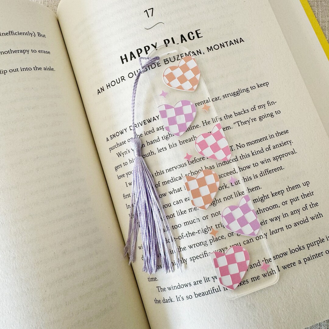 Checkered Hearts Acrylic Bookmark Cute Bookmark Acrylic Bookmark Book ...