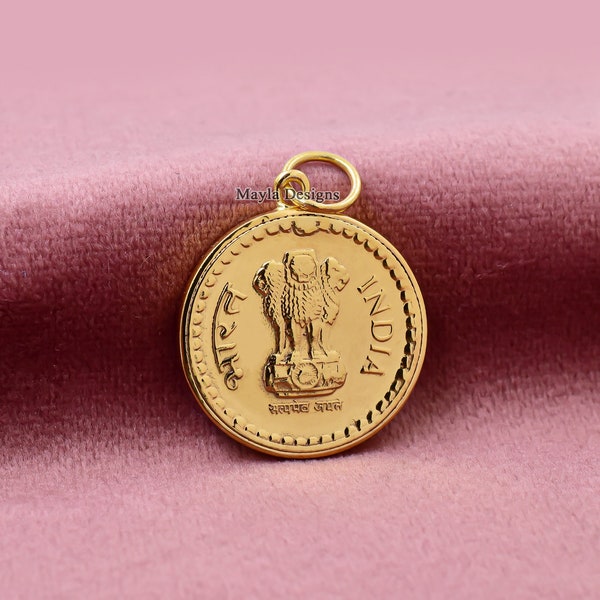 Gold Indian Coin Pendant - Etsy