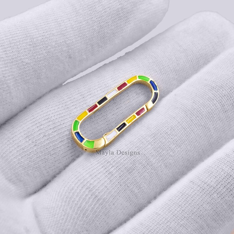 Multi Enamel Snap Lock Jewelry 14k Gold Enamel Oval Snap - Etsy
