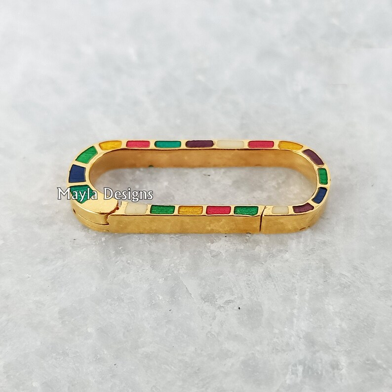 Multi Enamel Snap Lock Jewelry 14k Gold Enamel Oval Snap | Etsy