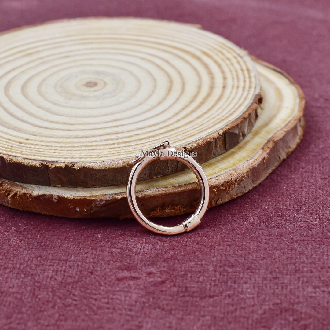 14K Rose Gold Enhancer Lock, Plain Round Lock, Jewelry Connector Buckle ...